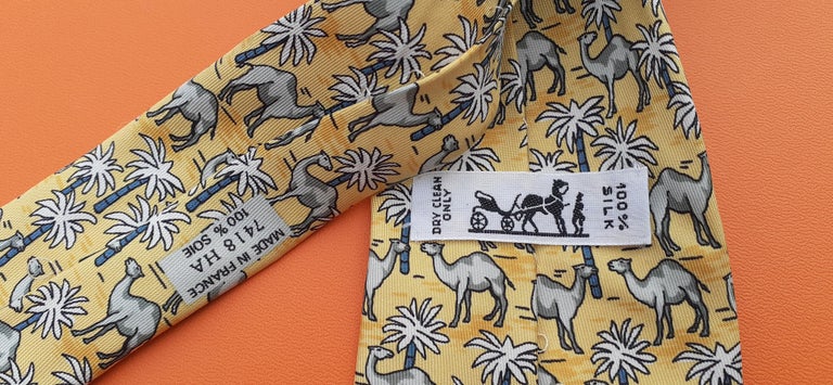 Hermès Silt Tie Camels Print Oasis Africa Theme For Sale at 1stDibs