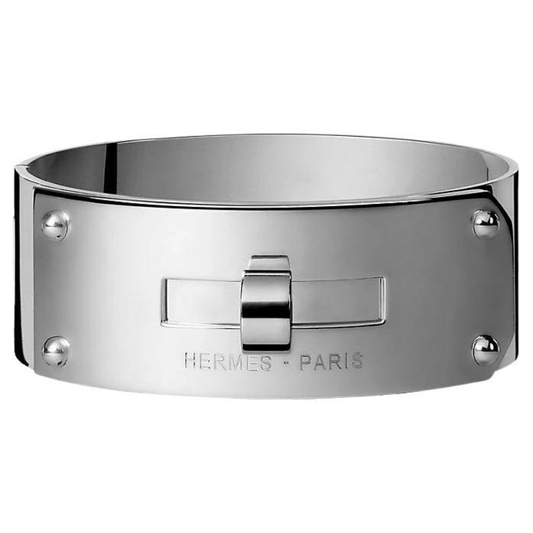 Hermes Silver Kelly Bracelet, Medium Model For Sale at 1stDibs