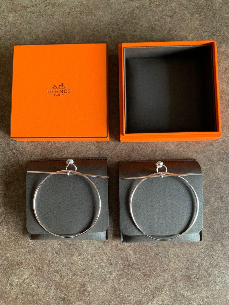 Hermes Silver Loop earrings, very large model at 1stDibs