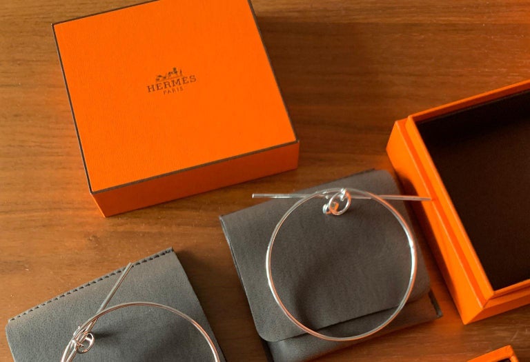 Hermes Silver Loop earrings, very large model at 1stDibs