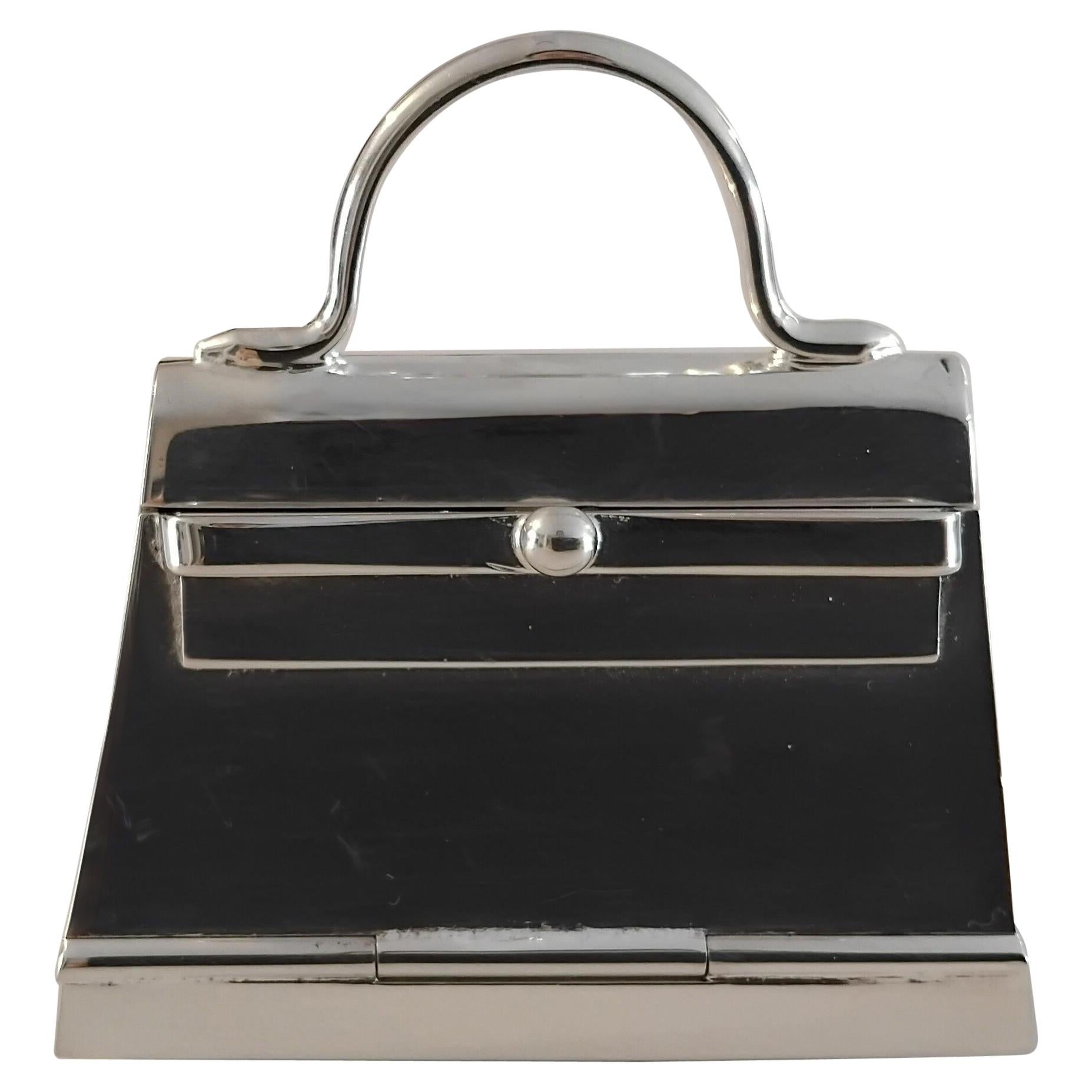 Hermès Silver Micro Kelly Bag Pill Box For Sale at 1stDibs