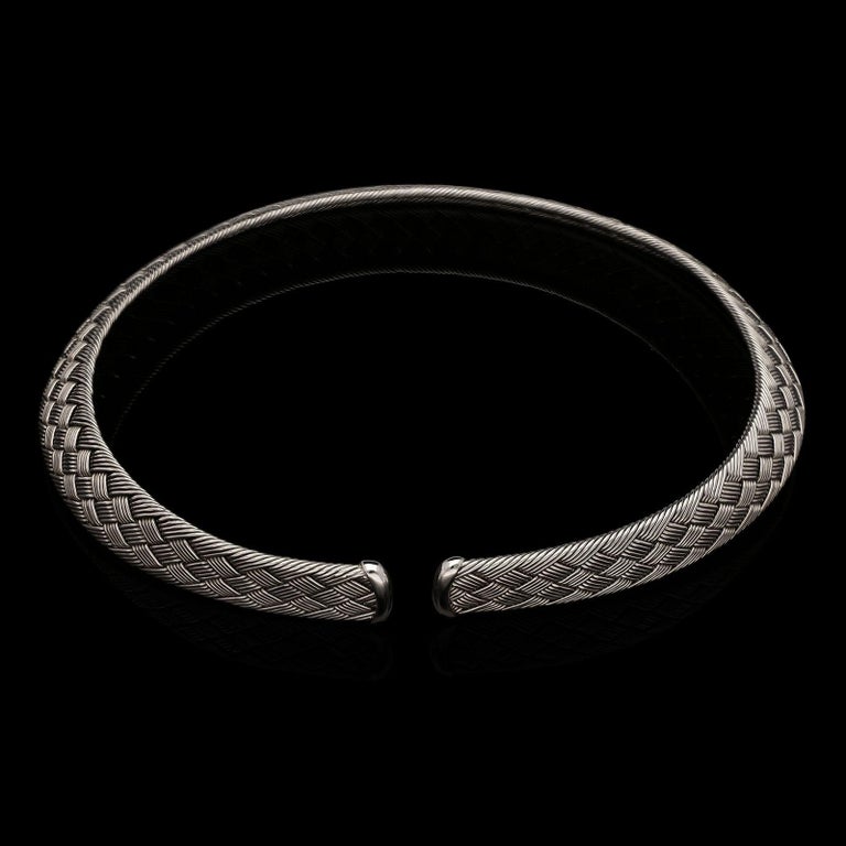 Hermes Simple Stylish 18ct White Gold Woven Torque Necklace, Circa 1990 ...