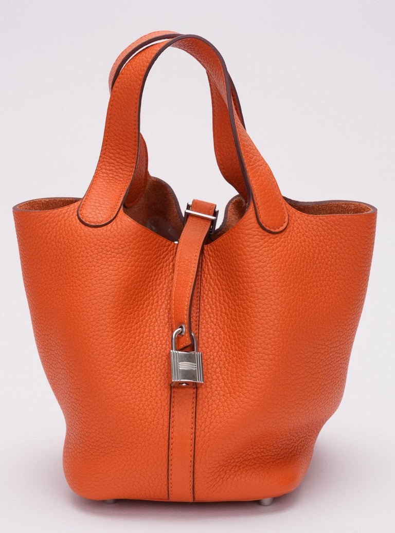 Hermès SM Orange Picotin Lock Handbag For Sale at 1stDibs