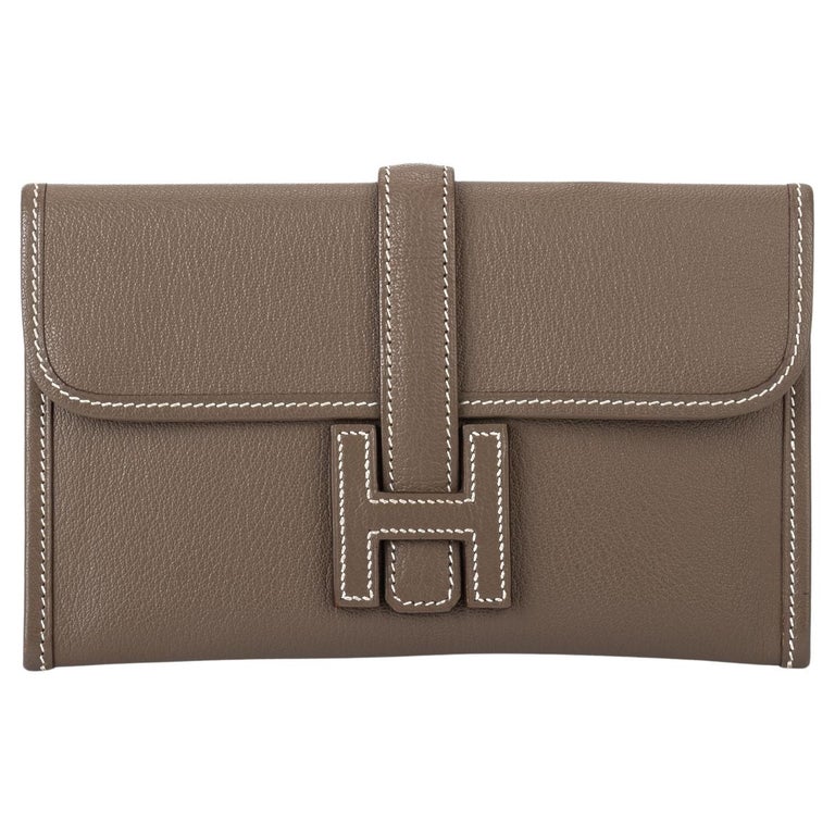 Hermès Small Jige Etoupe Goat Skin Bag For Sale at 1stDibs
