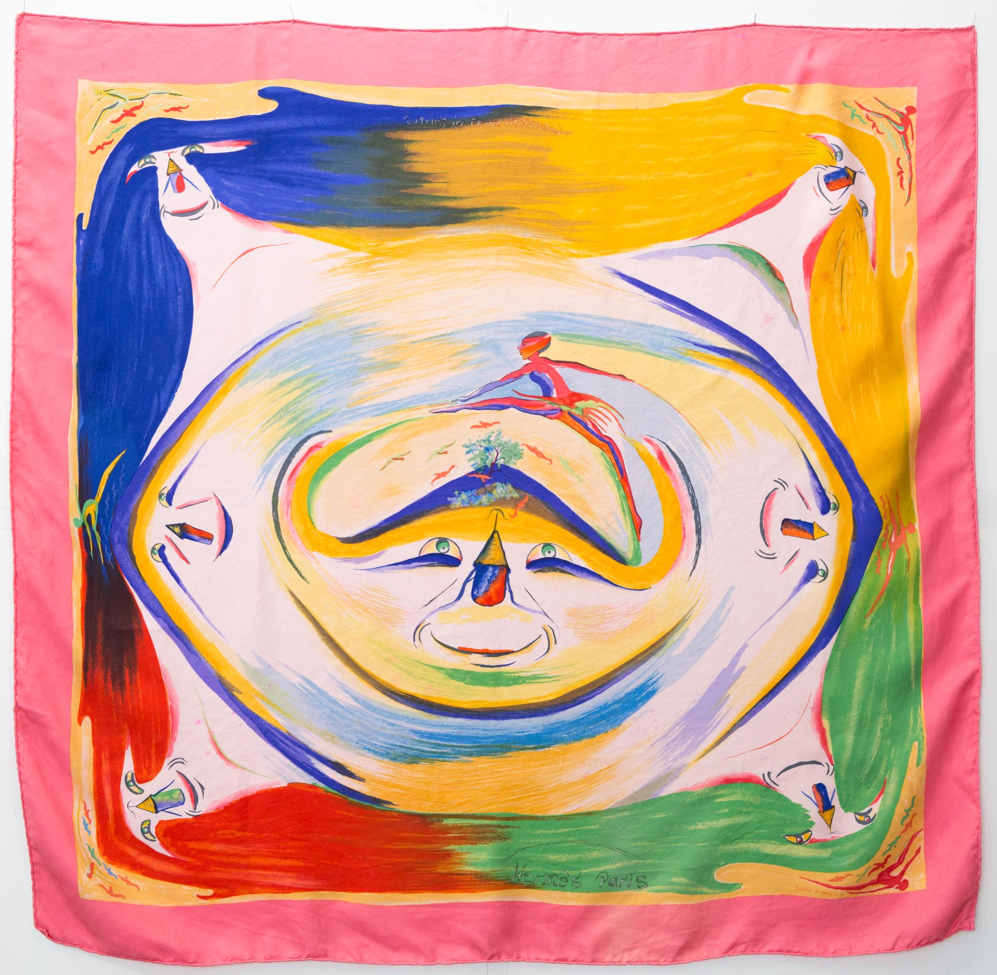 Hermes Smiles in Third Millenary by I A K Sefedin Silk Scarf For Sale ...