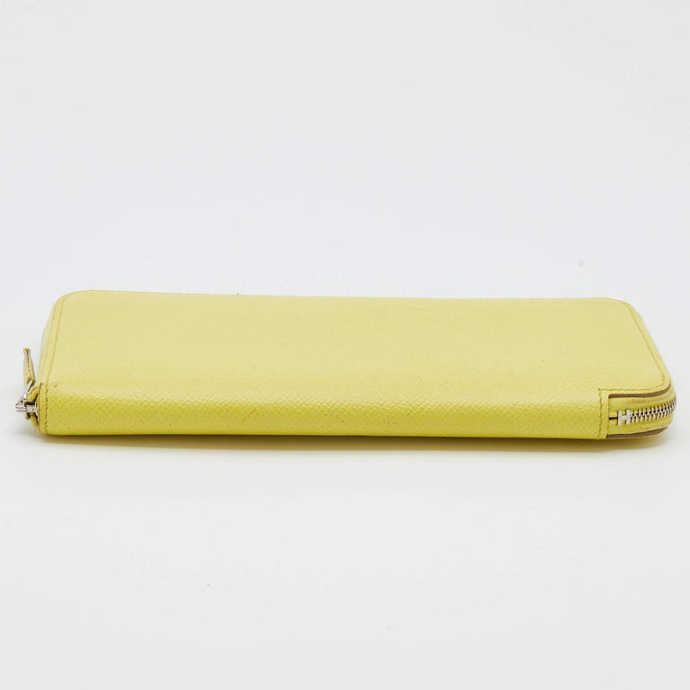 Hermes Soufre Epsom Leather Silk'In Classic Long Wallet For Sale at 1stDibs