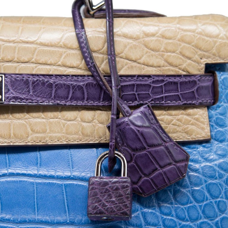 Hermès Special Order Tri Colour Alligator Leather 35cm Kelly Bag At