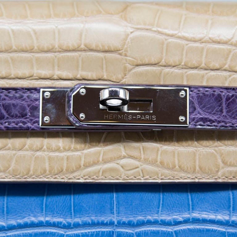 Hermès Special Order Tri Colour Alligator Leather 35cm Kelly Bag At