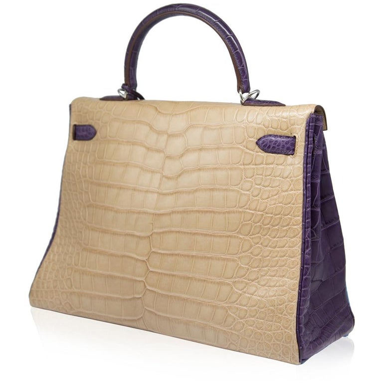 Hermès Special Order Tri Colour Alligator Leather 35cm Kelly Bag At
