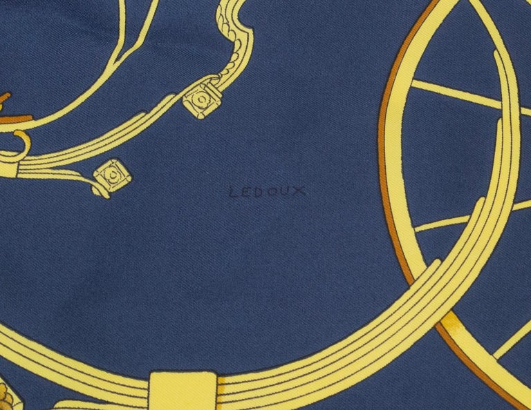 Hermès Springs Navy Silk Twill Carriage Print Scarf, Philippe Ledoux–90 ...