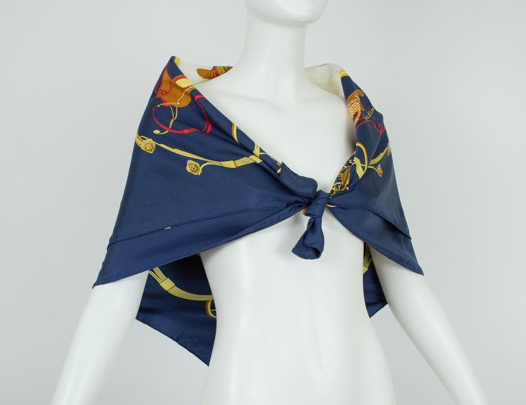 Hermès Springs Navy Silk Twill Carriage Print Scarf, Philippe Ledoux–90 ...