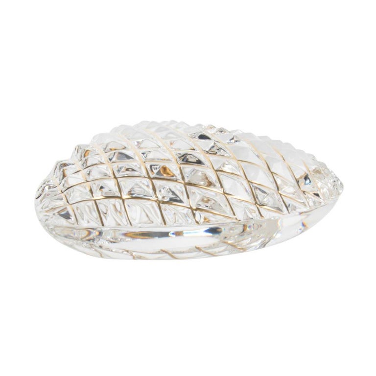 Hermes St. Louis Crystal Paperweight Clear (Quilted) Heart 24K Gold ...