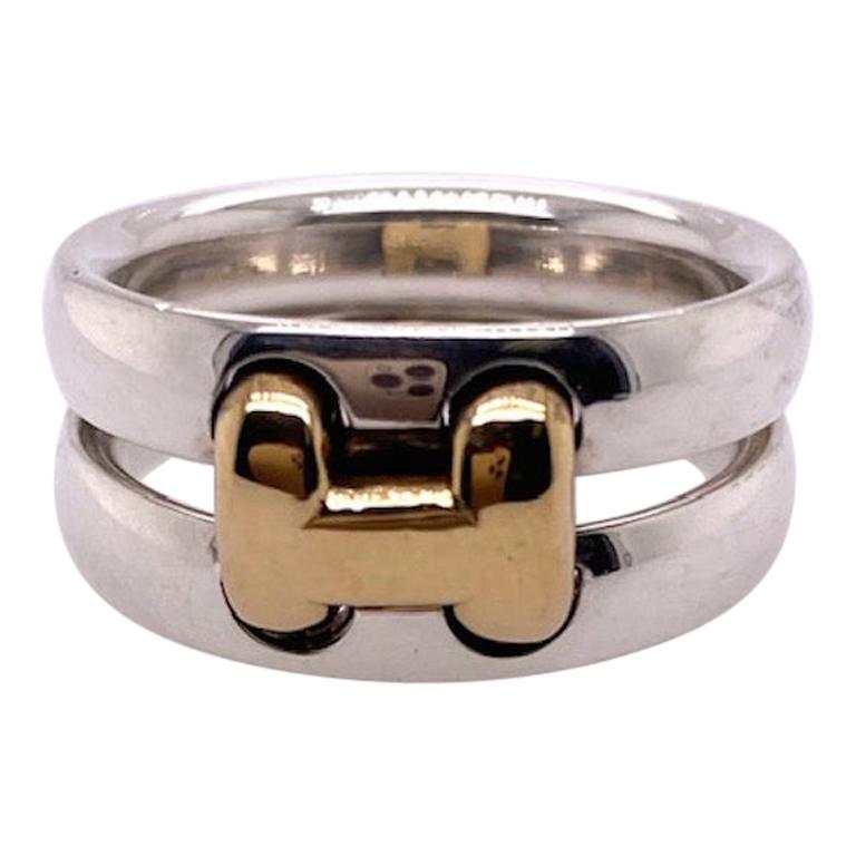 Hermes Sterling Silver and Gold Ring at 1stDibs