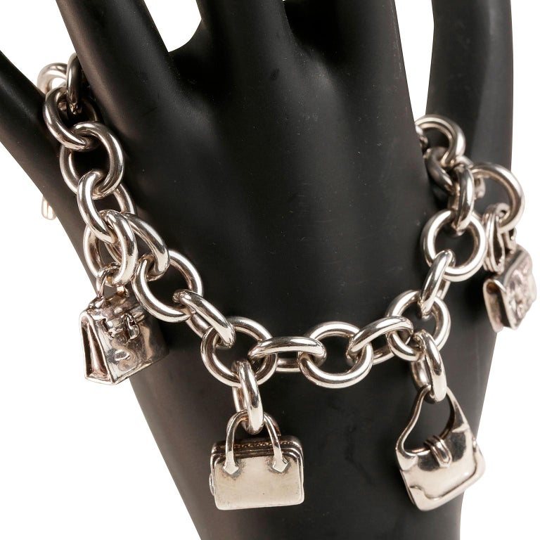 Hermès Sterling Silver Charm Bracelet at 1stDibs | hermes charm bracelet