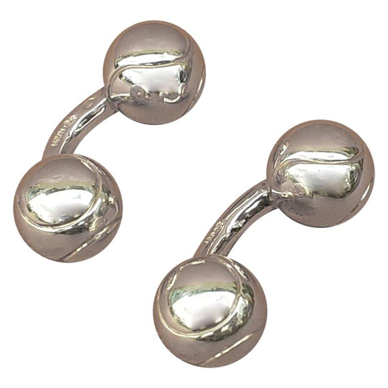 Hermès Sterling Silver Cufflinks Tennis Balls Shaped Rare at 1stDibs