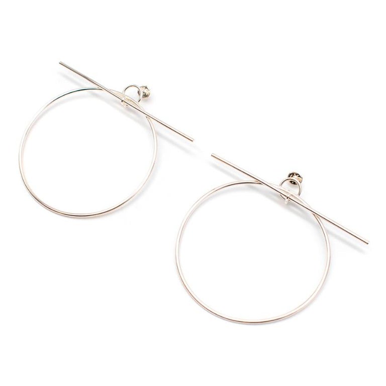 Hermès Sterling Silver Loop Earrings - Very Large Model at 1stDibs