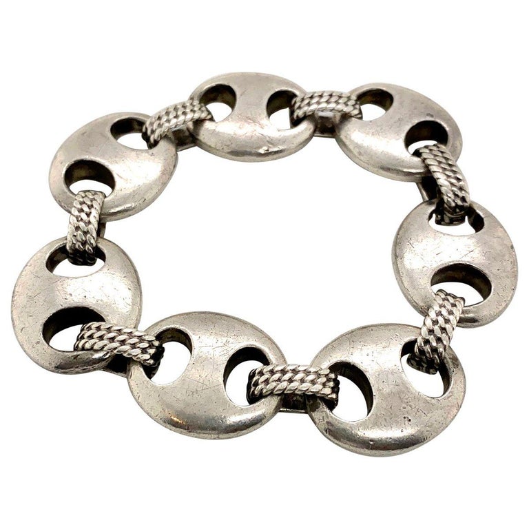 Hermes Sterling Silver Nautical Link Chain Bracelet at 1stDibs