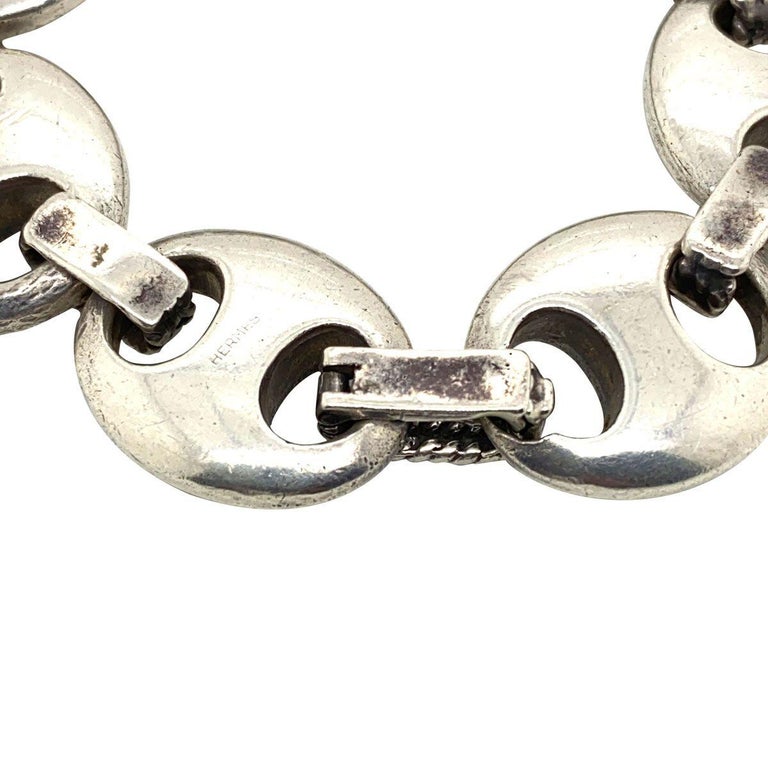 Hermes Sterling Silver Nautical Link Chain Bracelet at 1stDibs