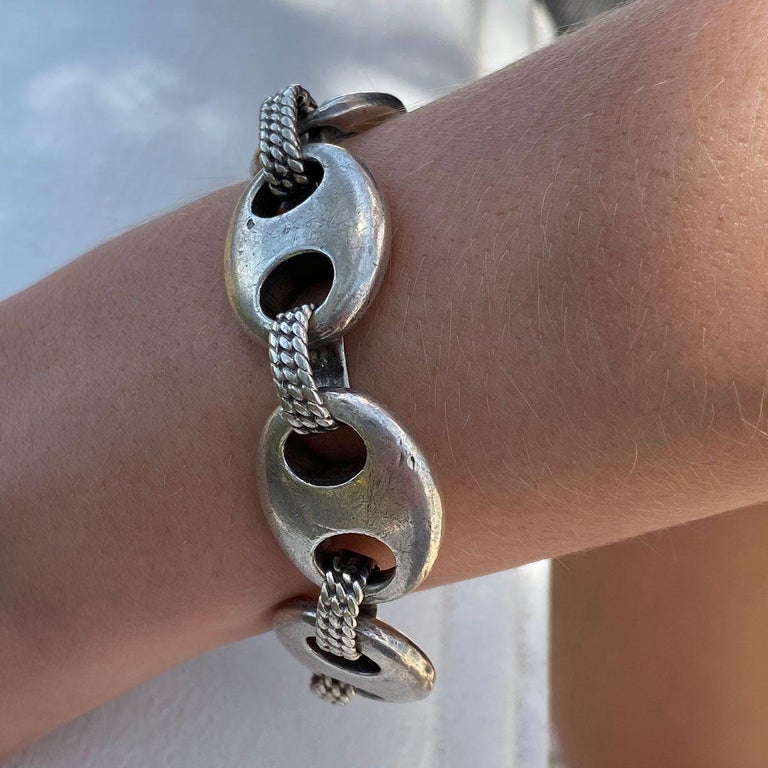 Hermes Sterling Silver Nautical Link Chain Bracelet at 1stDibs