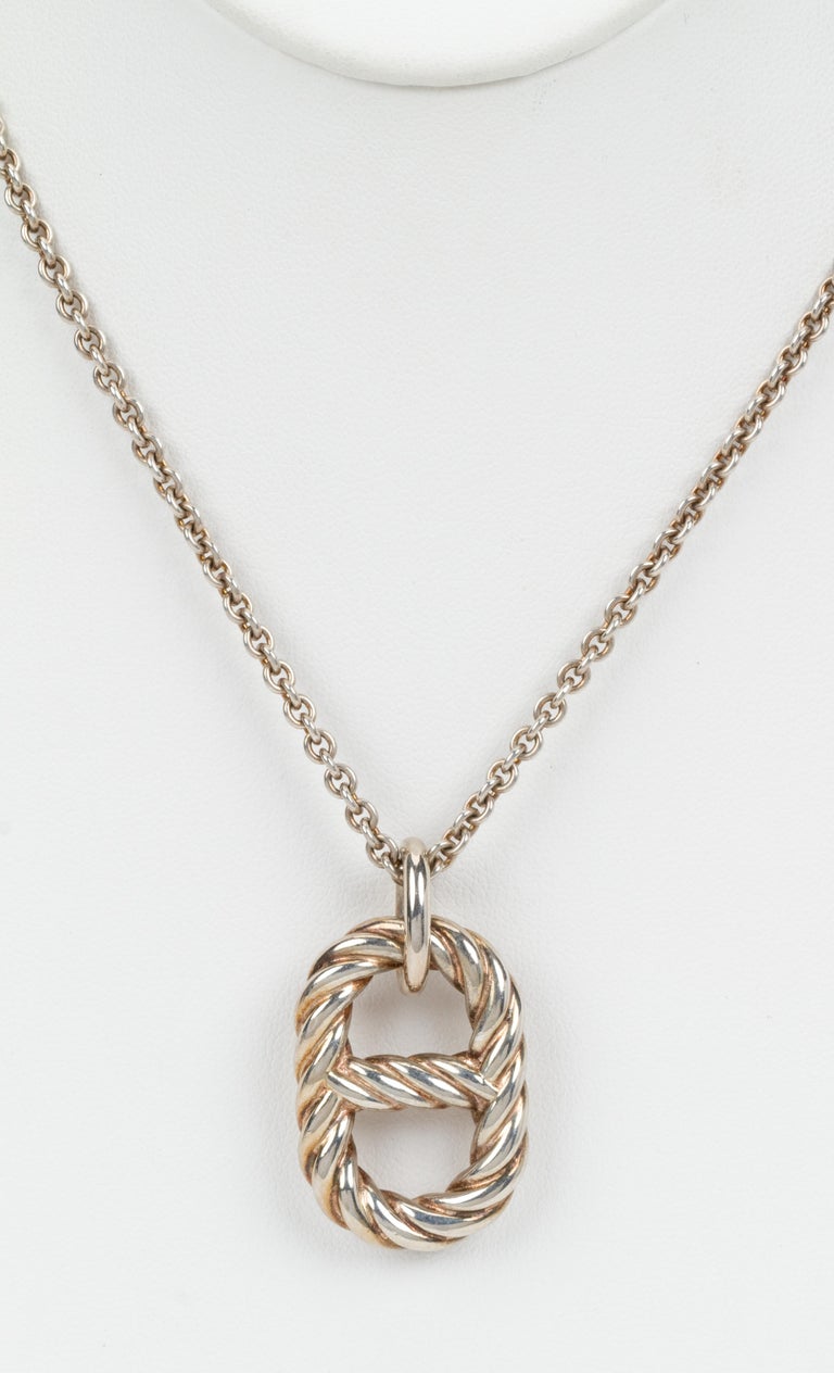 Hermes Sterling Silver Short Chain Necklace For Sale at 1stDibs