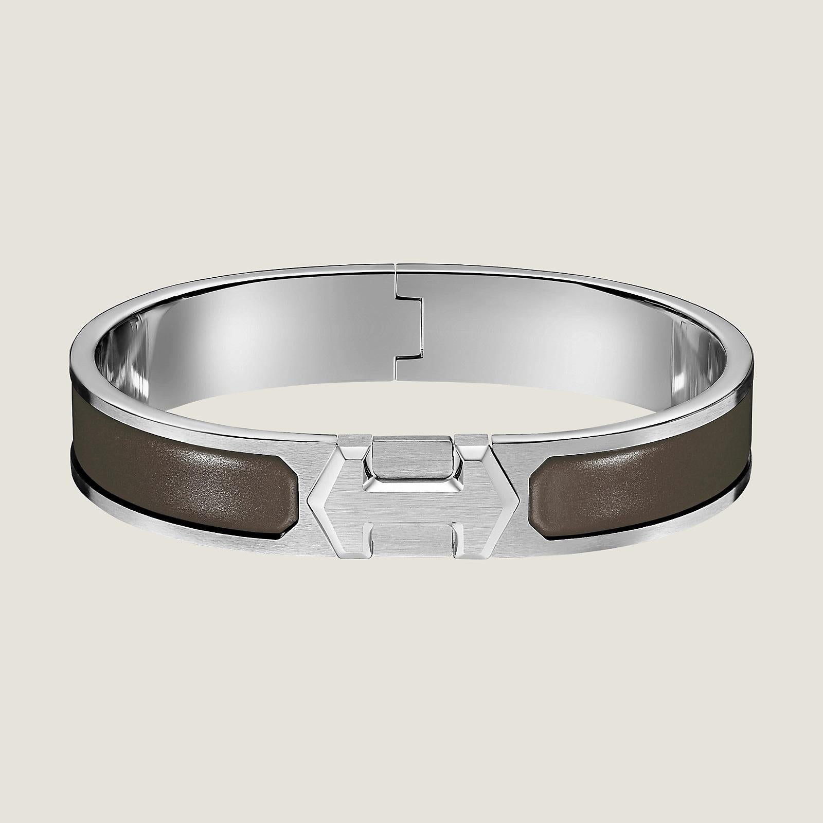 Hermes Super H bracelet enamel brushed palladium plated hardware Size ...