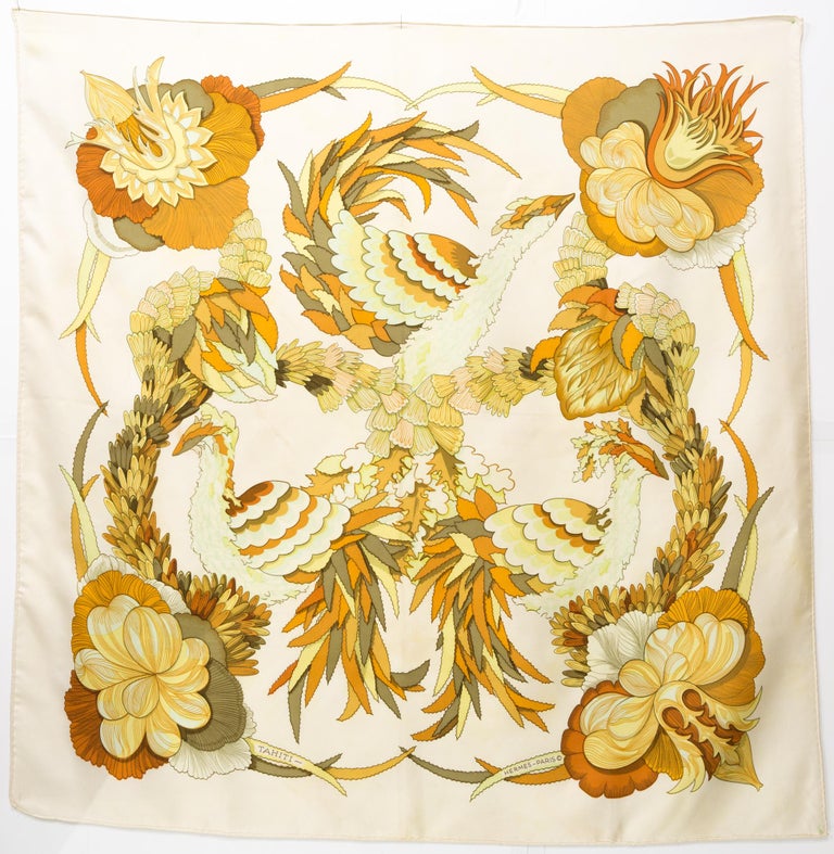 Hermes Tahiti by Cathy Latham Silk Scarf For Sale at 1stDibs