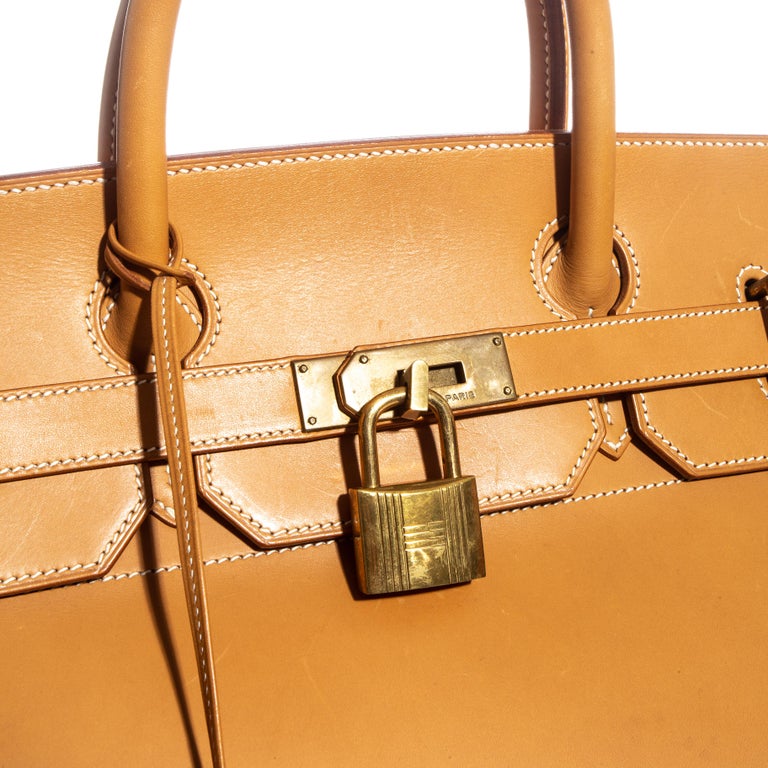Hermes Tan leather HAC Birkin bag, size 45, c. 1998 at 1stDibs