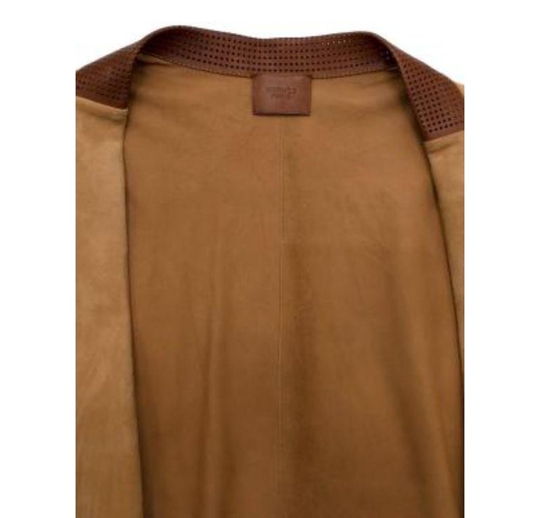 Hermes Tan Suede Leather Trim Relaxed Fit Suit For Sale at 1stDibs