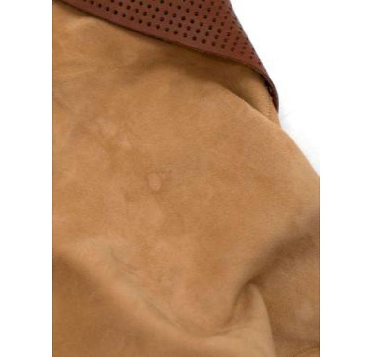 Hermes Tan Suede Leather Trim Relaxed Fit Suit For Sale at 1stDibs