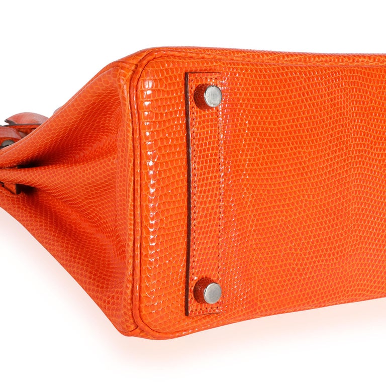 Hermès Tangerine Shiny Lizard Birkin 25 PHW For Sale at 1stDibs ...