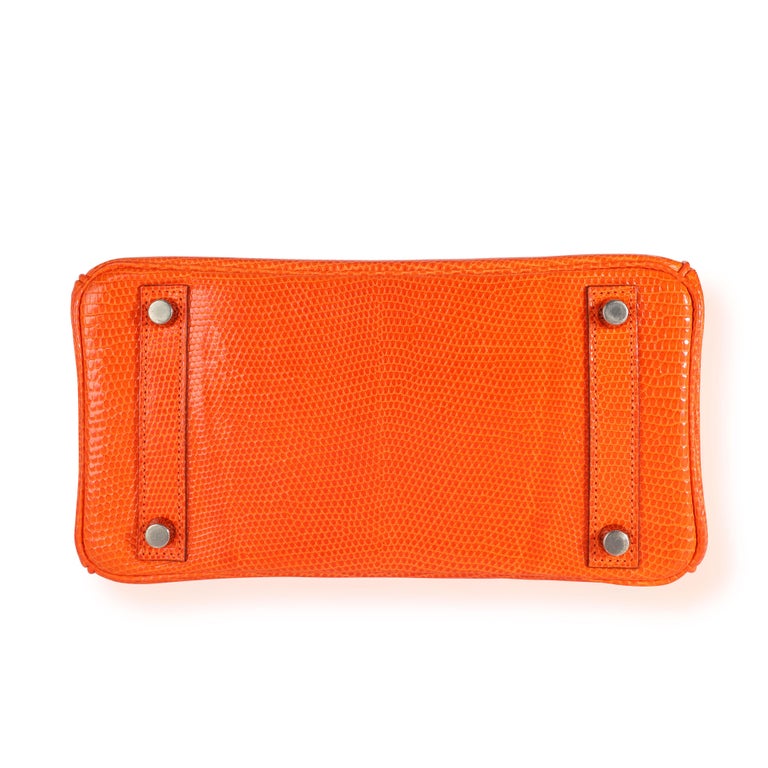 Hermès Tangerine Shiny Lizard Birkin 25 PHW For Sale at 1stDibs ...