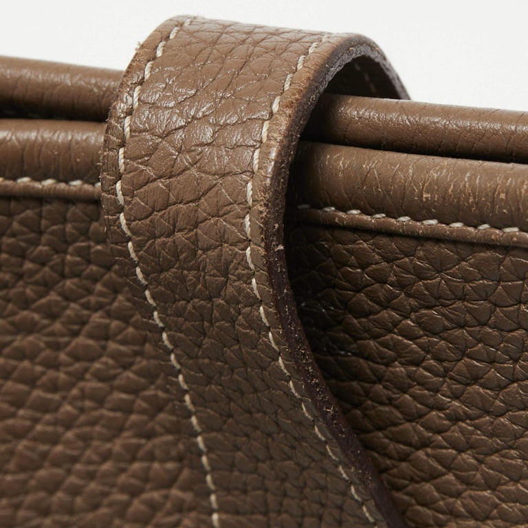 Hermes Taupe Clemence Leather Evelyne III GM Bag For Sale at 1stDibs