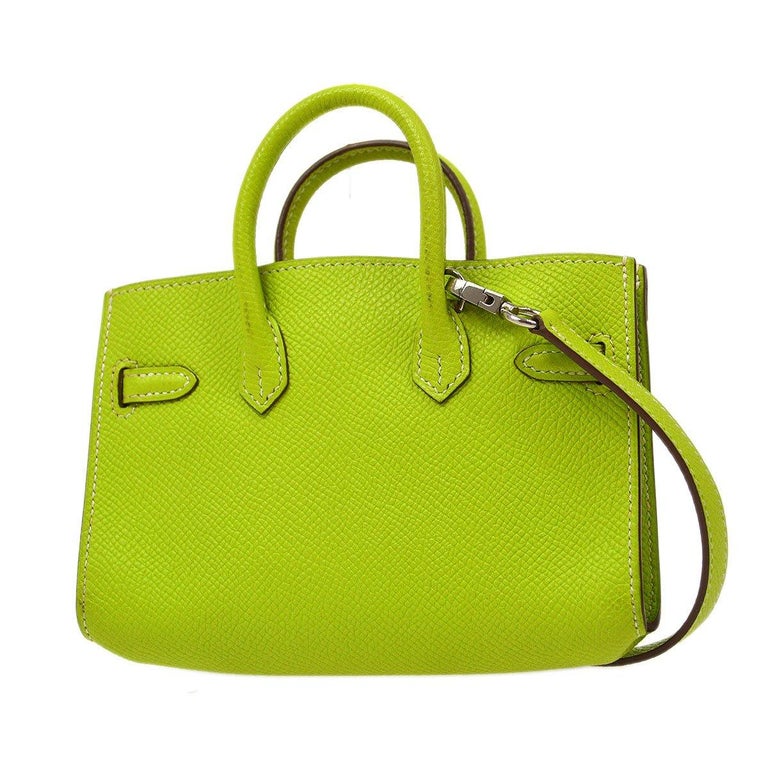 HERMES Tiny Birkin 15 Retourne Lime Green Epsom Leather Mini Shoulder ...