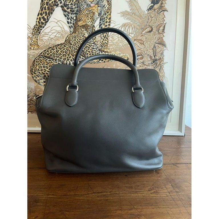 Hermès Toolbox Leather Handbag in Grey at 1stDibs