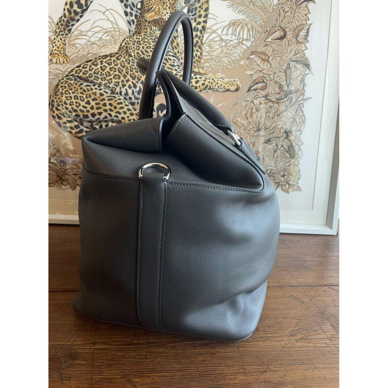 Hermès Toolbox Leather Handbag in Grey at 1stDibs