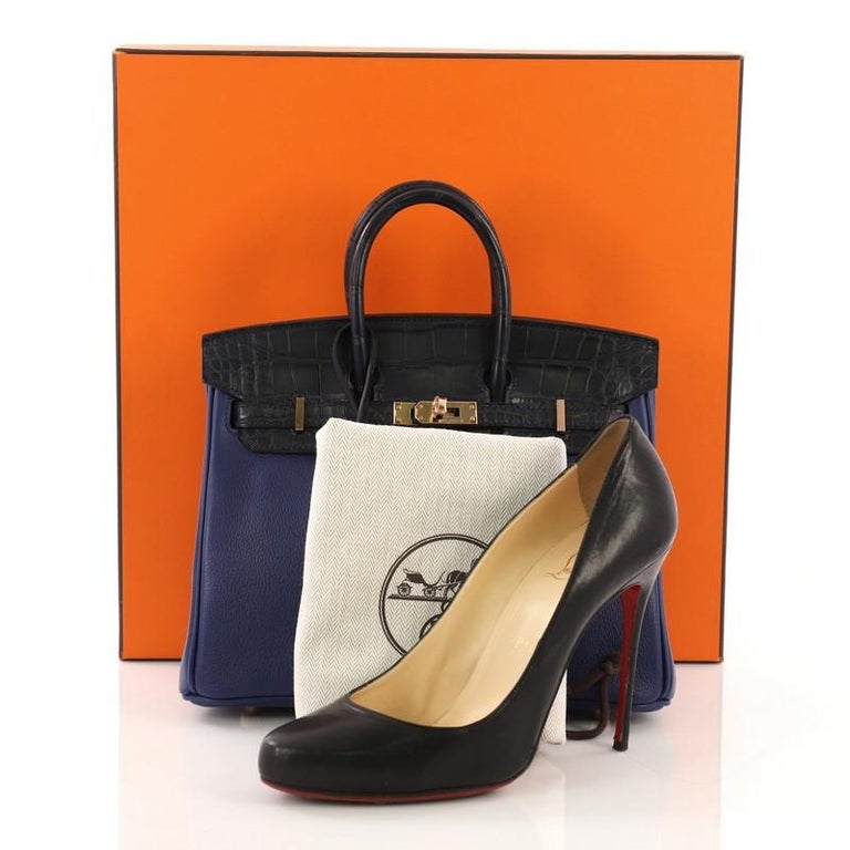 Hermes Touch Birkin Handbag Blue Novillo with Blue Matte Alligator at ...