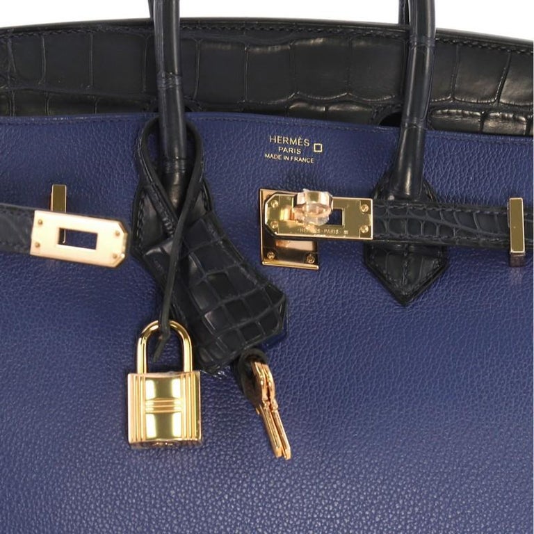 Hermes Touch Birkin Handbag Blue Novillo with Blue Matte Alligator at ...
