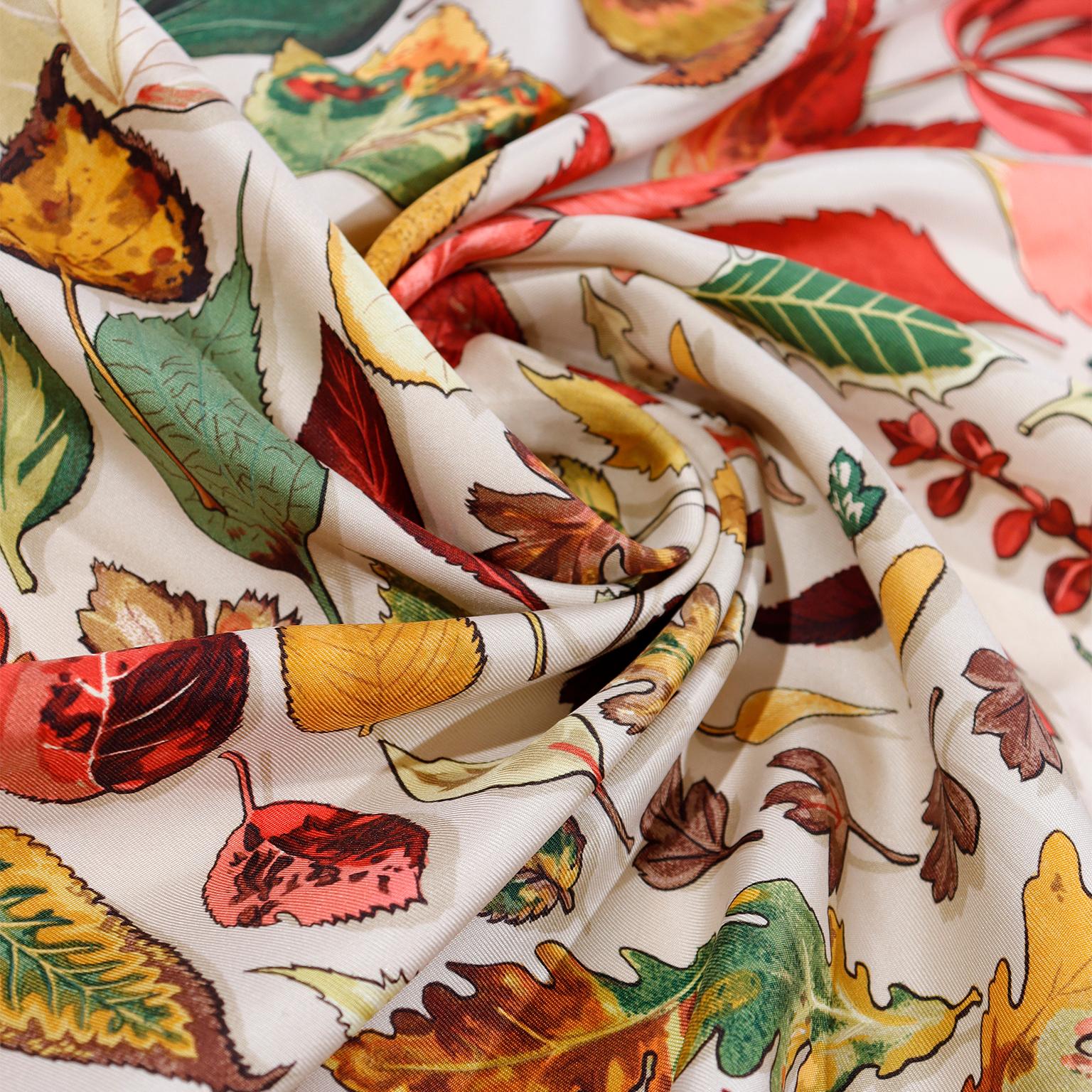 Hermes Tourbillons Swirling Leaves Silk Scarf Designed by Christiane ...