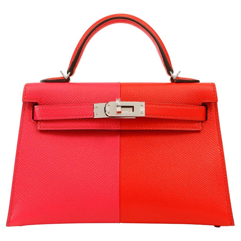 Hermès Tri Color Pink Red Epsom Mini 20 cm Kelly For Sale at 1stDibs