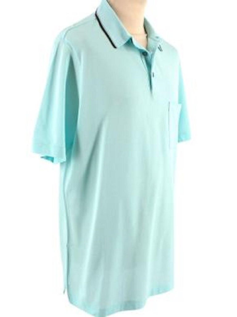 Hermes Turquoise Cotton Polo Shirt For Sale at 1stDibs