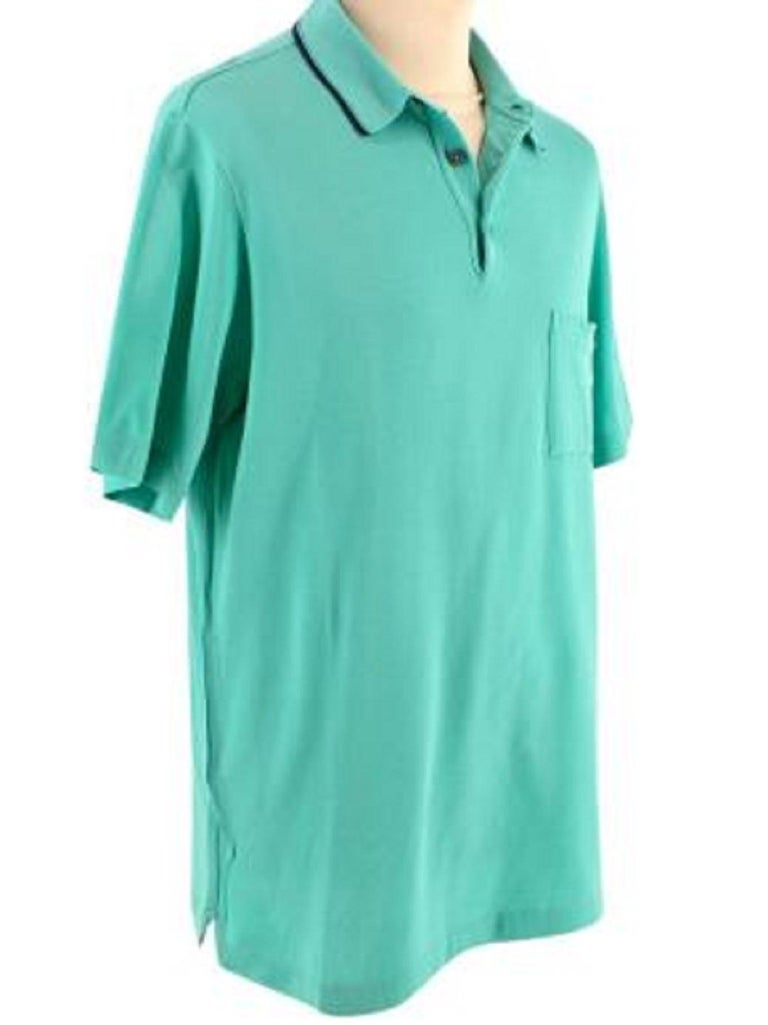 Hermes Turquoise Cotton Polo Shirt For Sale at 1stDibs