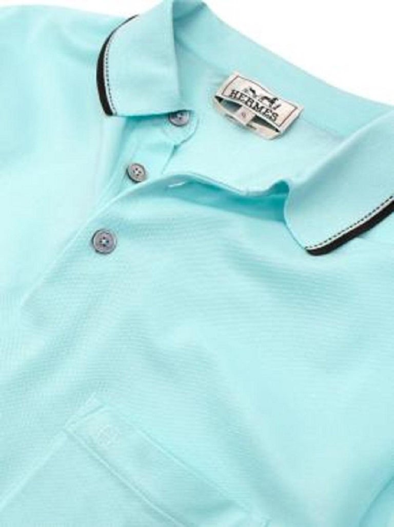Hermes Turquoise Cotton Polo Shirt For Sale at 1stDibs