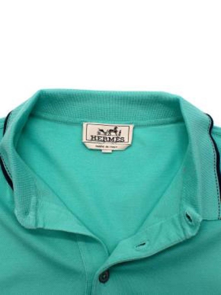 Hermes Turquoise Cotton Polo Shirt For Sale at 1stDibs