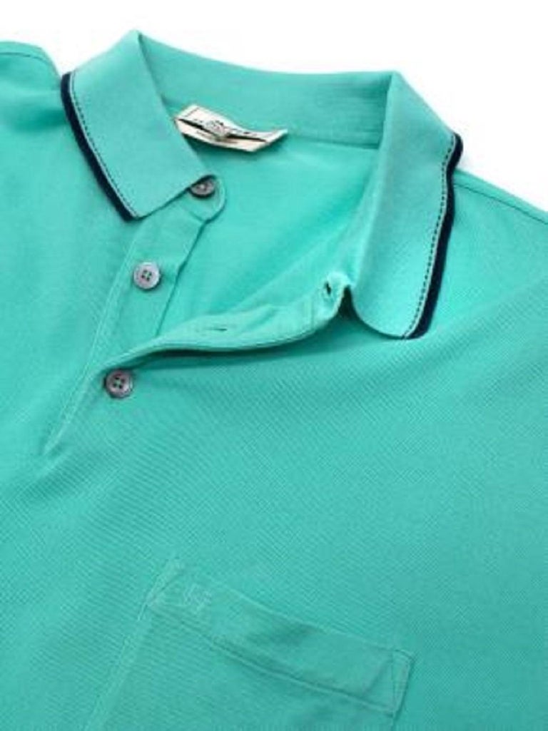Hermes Turquoise Cotton Polo Shirt For Sale at 1stDibs