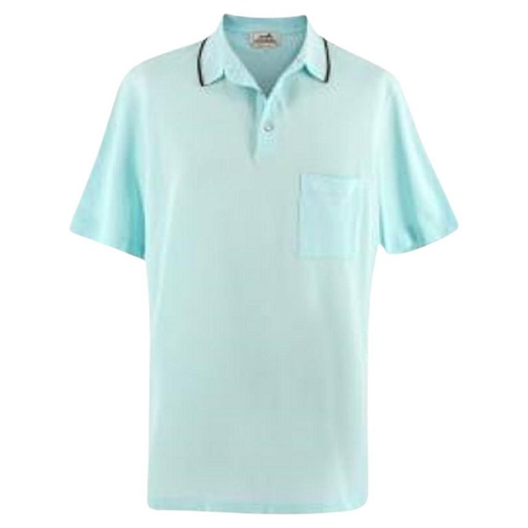 Hermes Turquoise Cotton Polo Shirt For Sale at 1stDibs