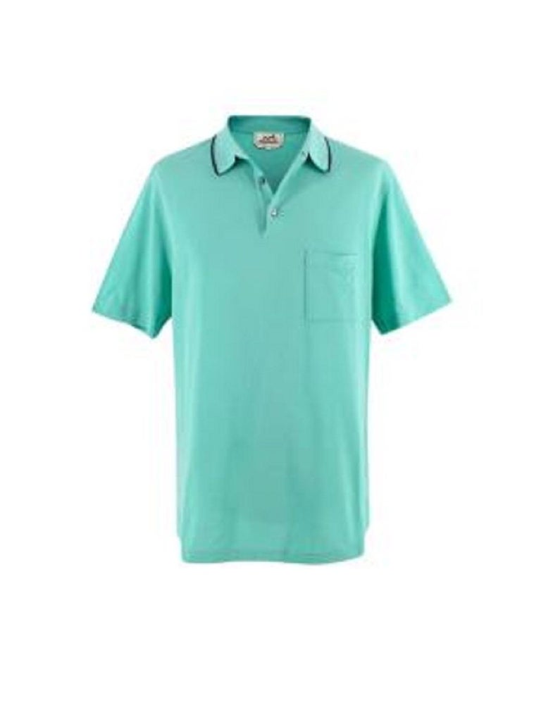 Hermes Turquoise Cotton Polo Shirt For Sale at 1stDibs
