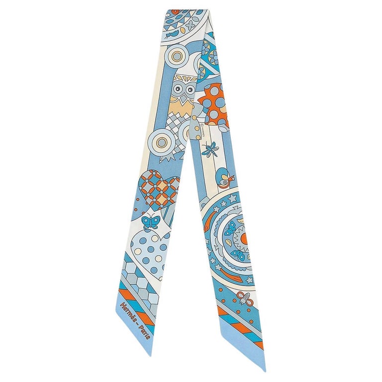Hermès Twilly 86 silk scarf Multicolour For Sale at 1stDibs