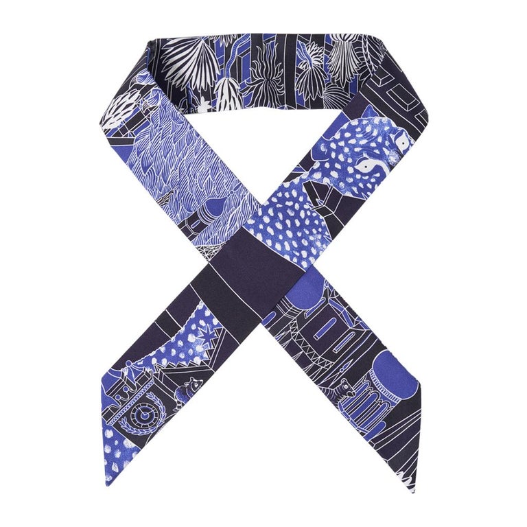 Hermes Twilly Animapolis Marine and Royal Bleu Set of 2 New w/Box at ...