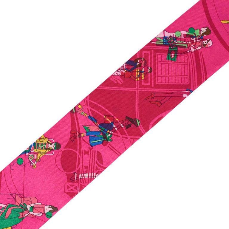 Hermes Twilly Ex-Libris Les Parisiennes Rose Indien / Vert / Bleu Set of 2 For Sale at 1stDibs ...