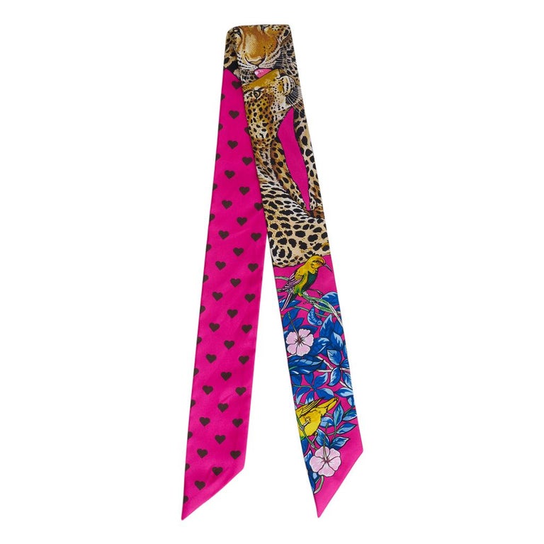 Hermes Twilly Jungle Love Love Rose Vif / Blue Roy New w/ Box For Sale ...